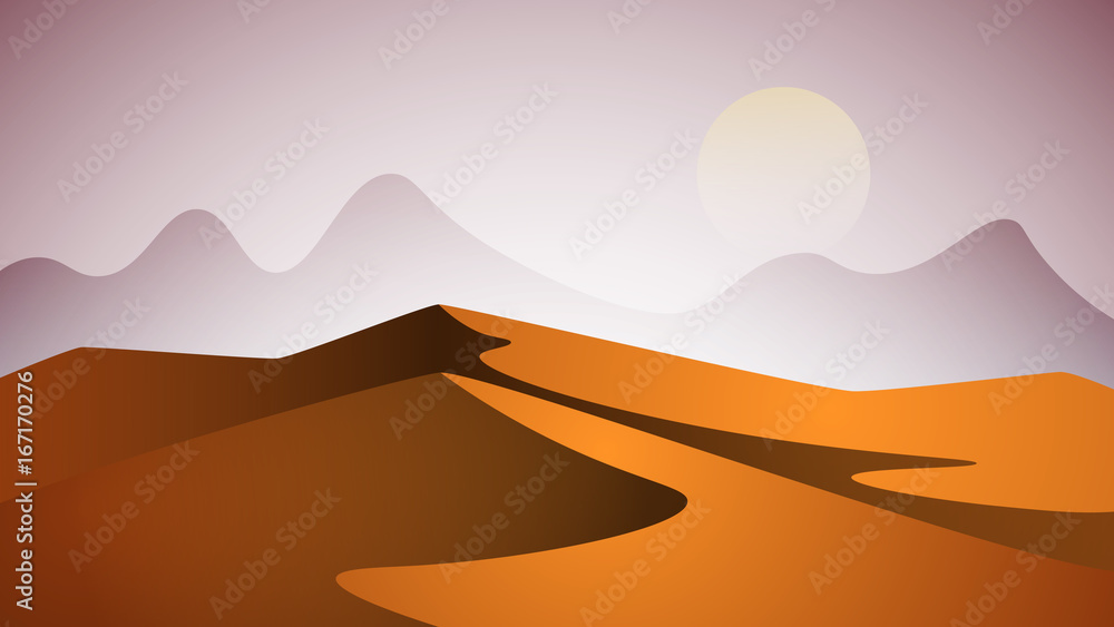 Desert landscape. Pyramid and sun. Vector eps 10 Stock Vector | Adobe Stock