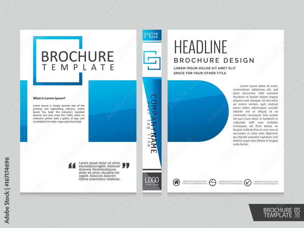 Blue brochure template . Portfolio layout background.Cover book ...