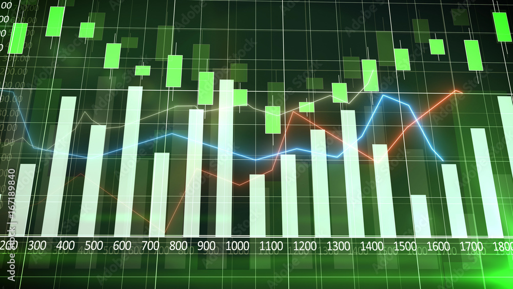 Sales bar chart with a green background. Abstraction. Stock ...