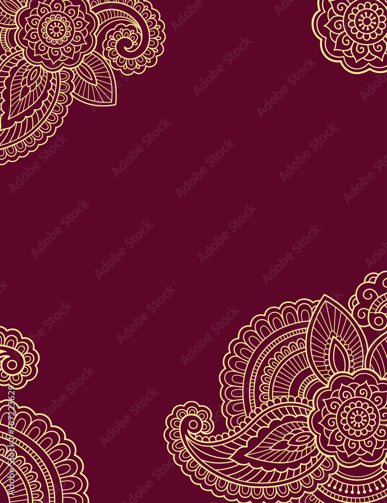 Stylized with henna tattoos color decorative pattern for decorating ...