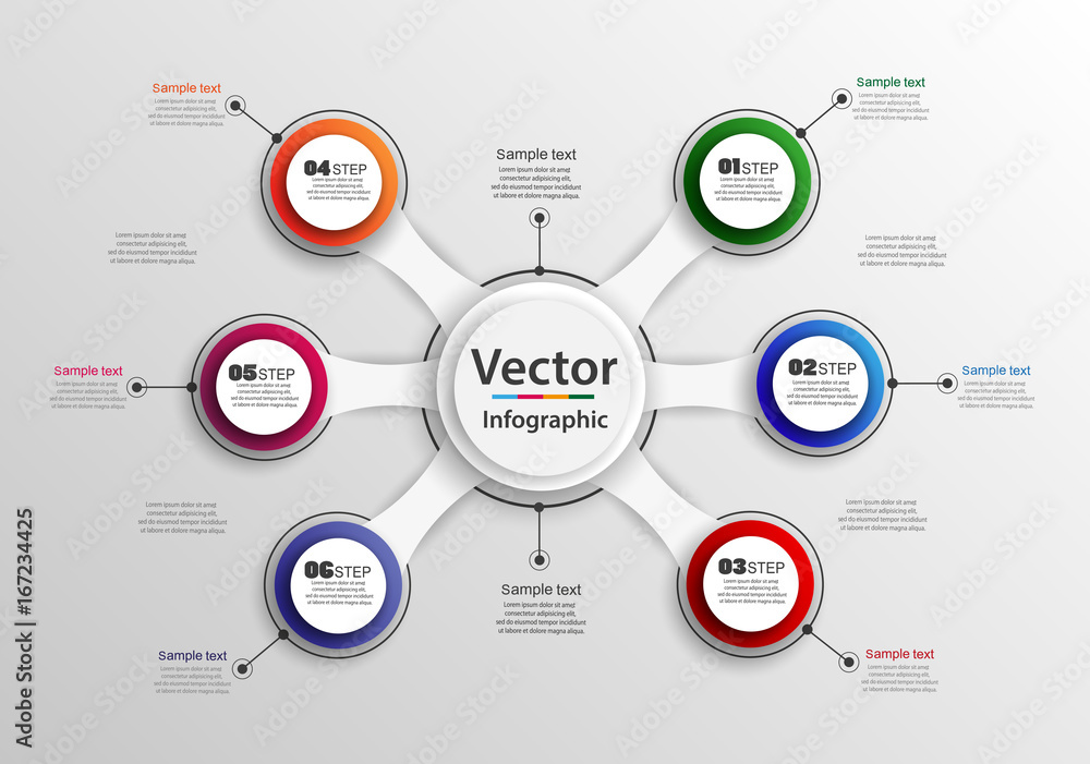 Business data visualization. Abstract elements of graph, diagram with 6 ...