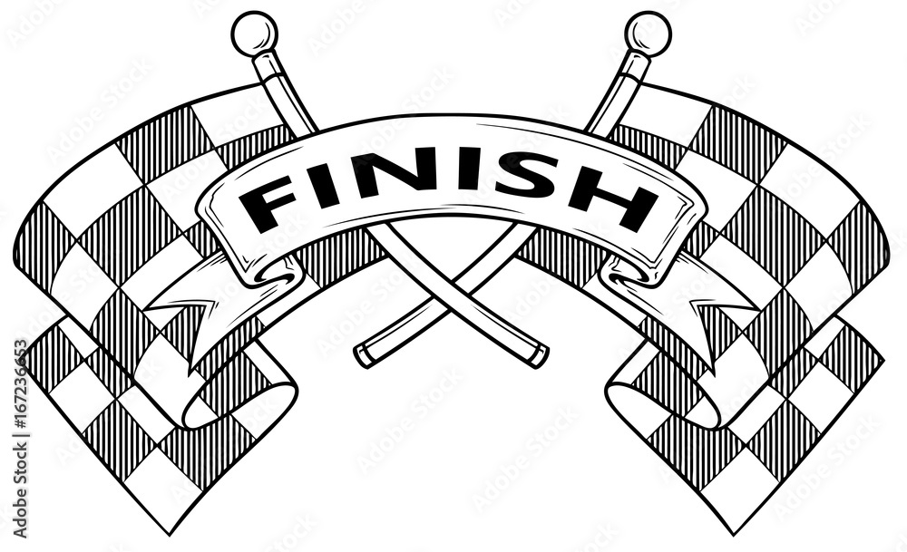 Cartoon black and white crossed racing flag vector Stock Vector | Adobe ...