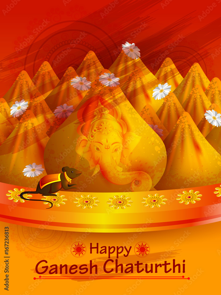 Lord Ganpati on Ganesh Chaturthi background Stock Vector | Adobe Stock