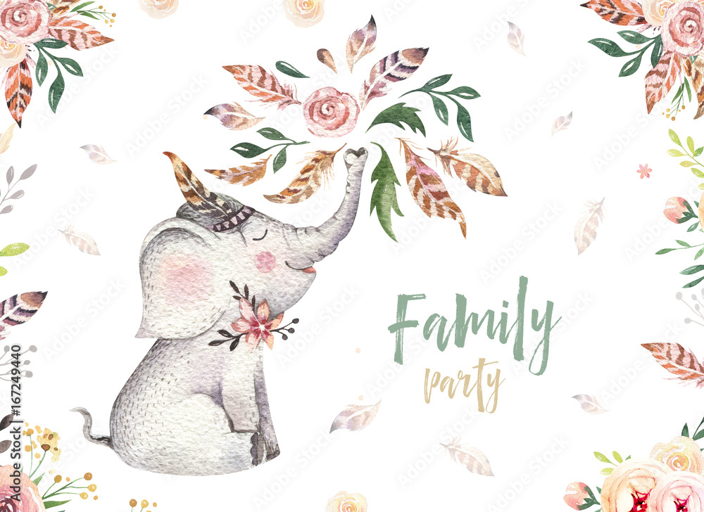 Cute baby elephant nursery animal isolated illustration for children ...