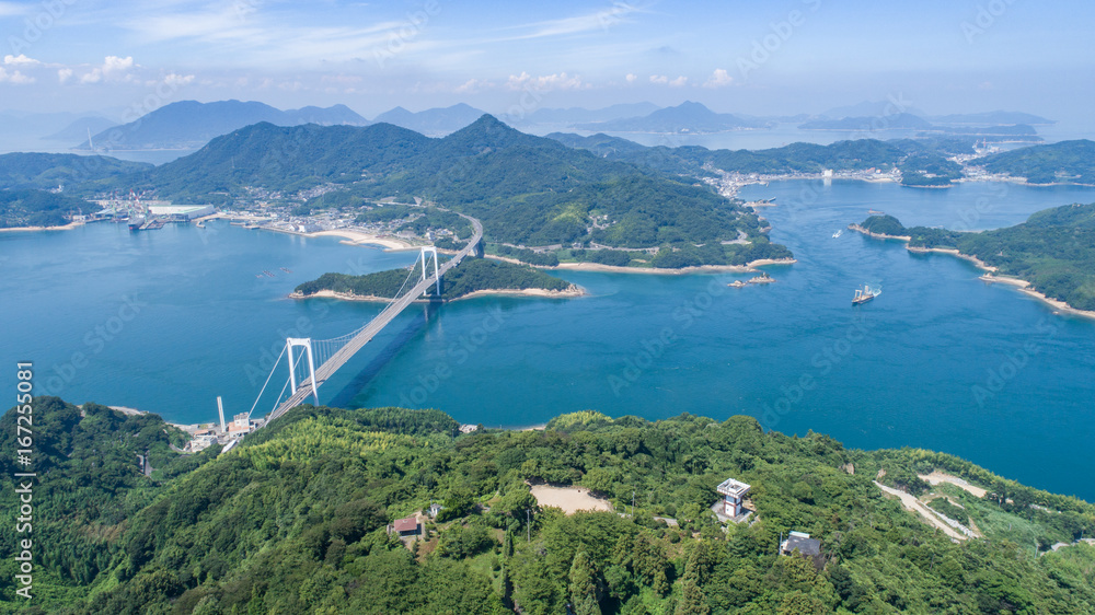 カレイ山展望台と伯方・大島大橋（しまなみ海道） 空撮 Stock Photo | Adobe Stock