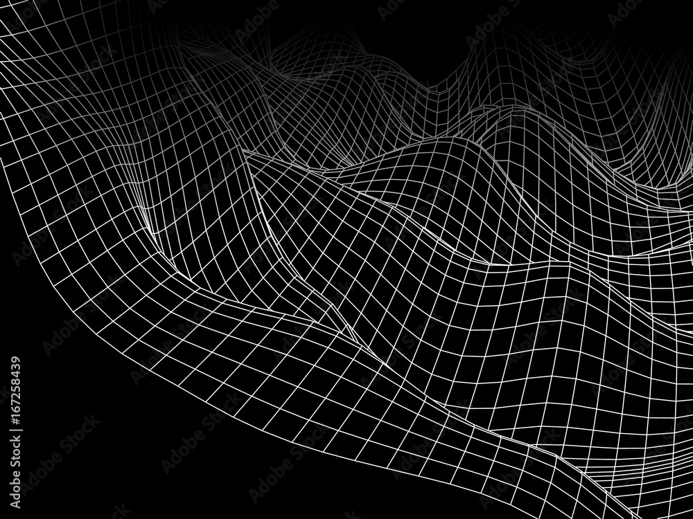 3D abstract wave digital mesh. Futuristic vector concept. Technology ...