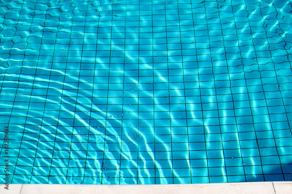 Blue ripped water in swimming pool. Swimming pool bottom caustics ...