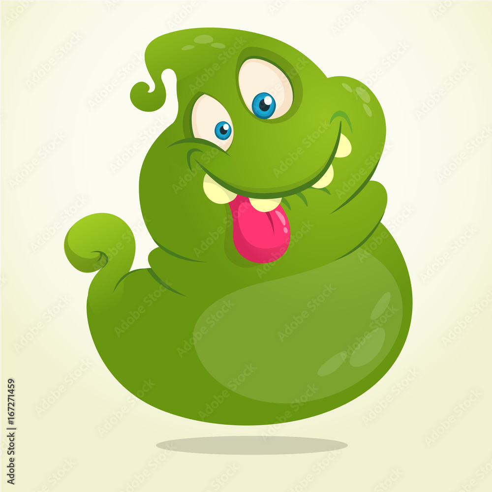 Funny green cartoon ghost. Halloween vector illustration Stock Vector ...