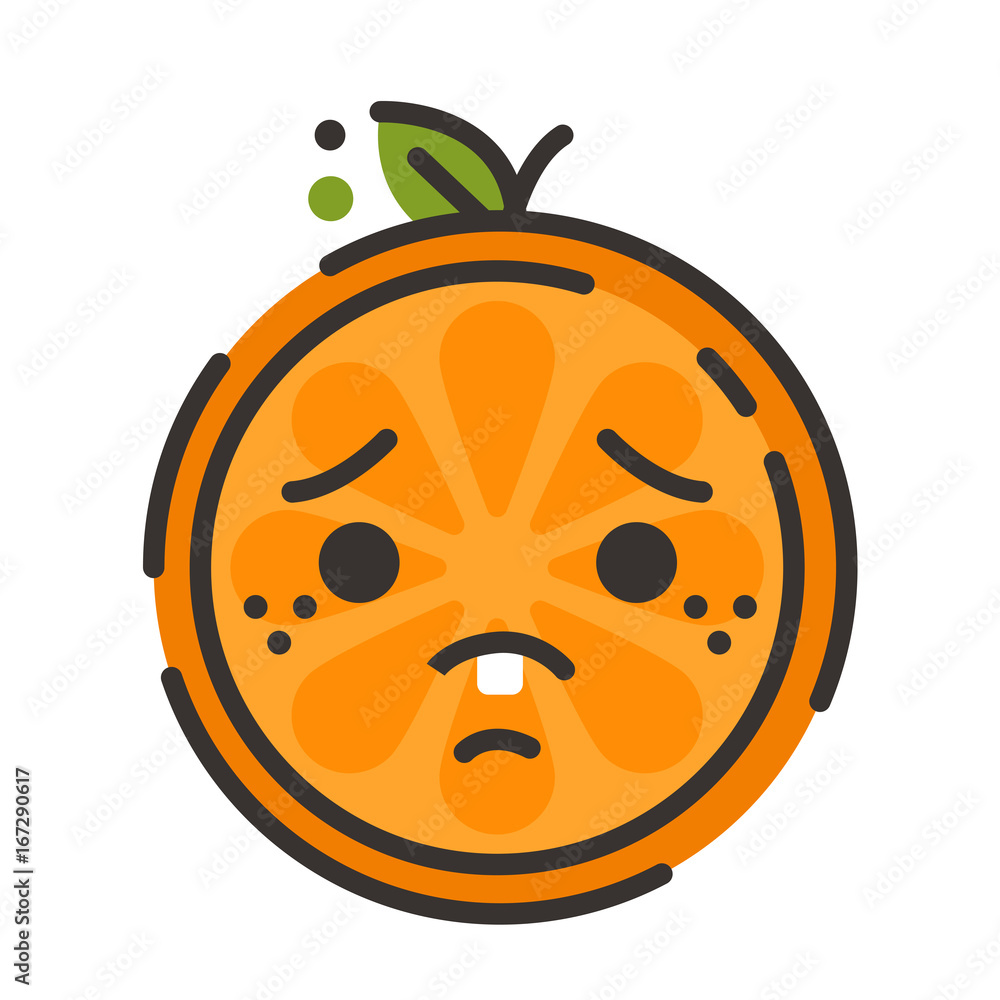 Sad emoji. Sad despondent orange fruit emoji feeling like crying ...