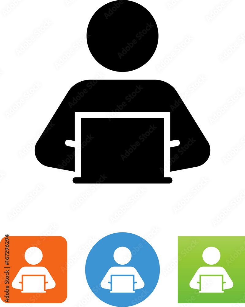 Person Using A Laptop Computer Icon - Illustration Stock Vector | Adobe ...