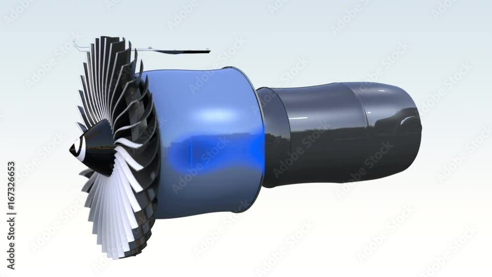 Cross section of turbofan jet engine with alpha channel. 3D rendering ...