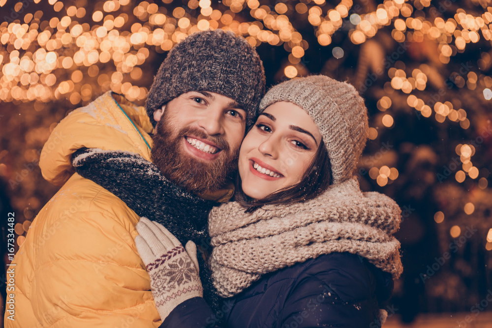 Foto de Love is in the air. Happy young couple with beaming smiles are ...