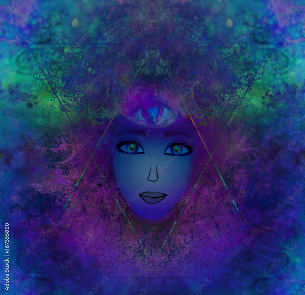 Woman with third eye, psychic supernatural senses Stock Illustration ...