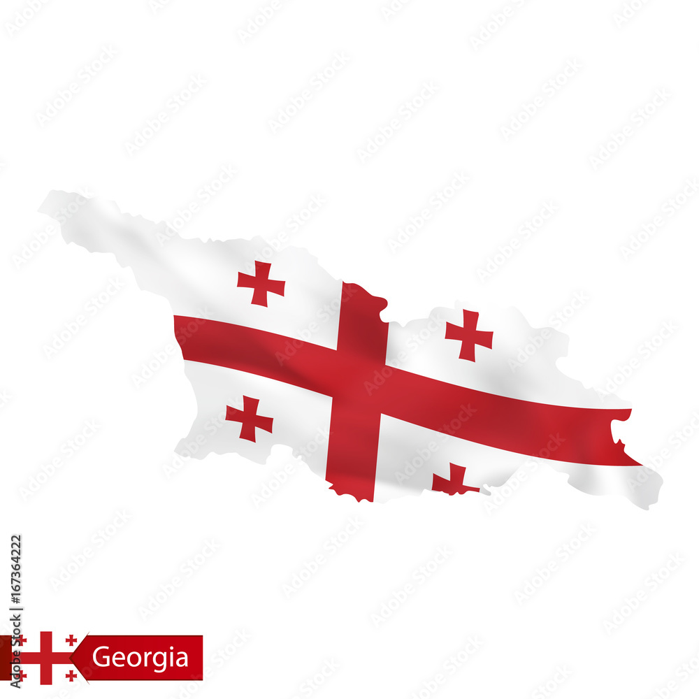 Georgia map with waving flag of Georgia. Stock Vector | Adobe Stock