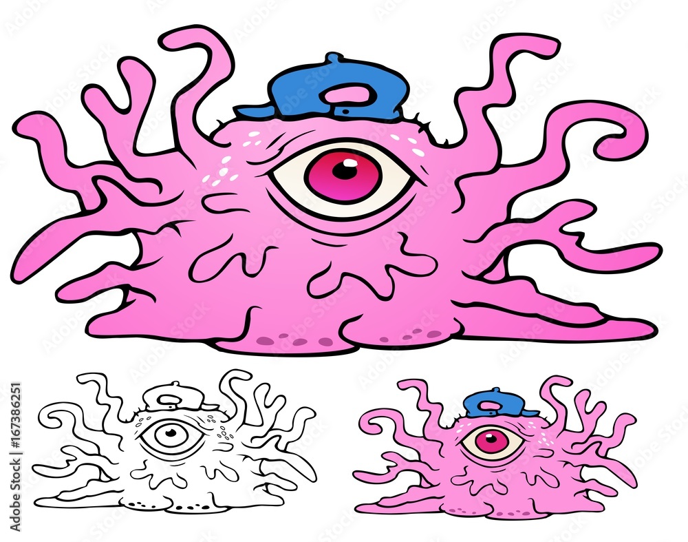 disgusting pink fleshy slime monster with gelatinous tentacles and a ...