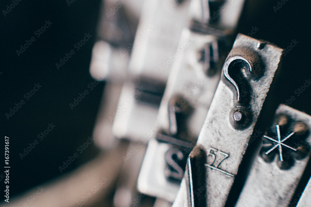 Closeup of Typewriter Question Mark Hammer Stock Photo | Adobe Stock