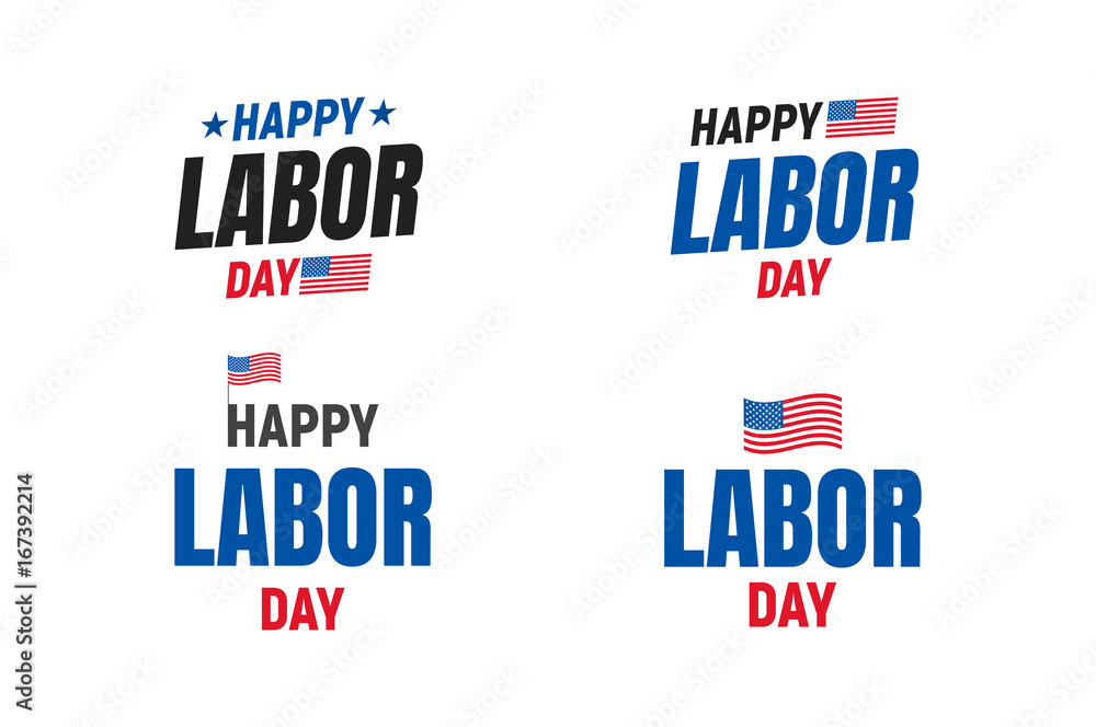 Labor Day USA typography set. Typography logo for USA Labor Day. Happy ...