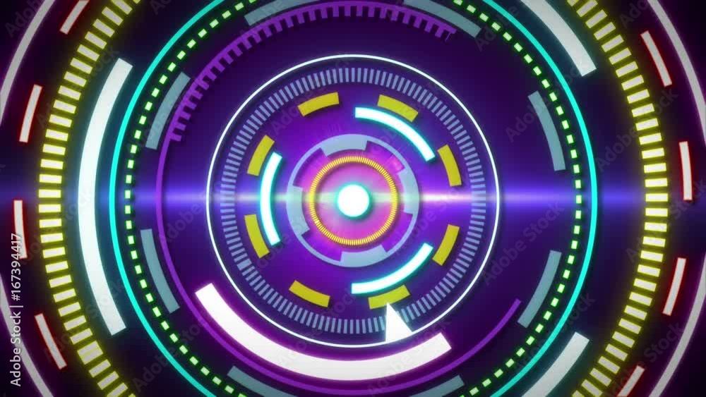 Futuristic HUD background loop for logo or text. Colorful abstract technology background. hi ...