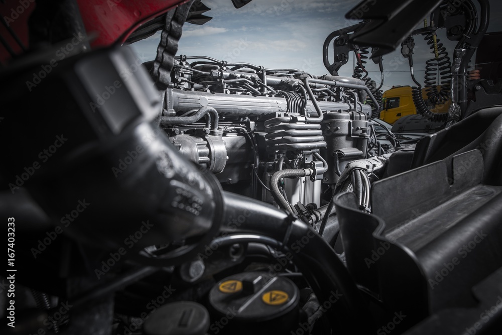 Semi Truck Tractor Engine Stock Photo | Adobe Stock