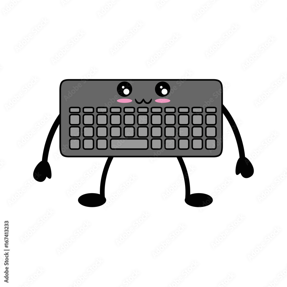 kawaii keyboard icon over white background vector illustration Stock ...