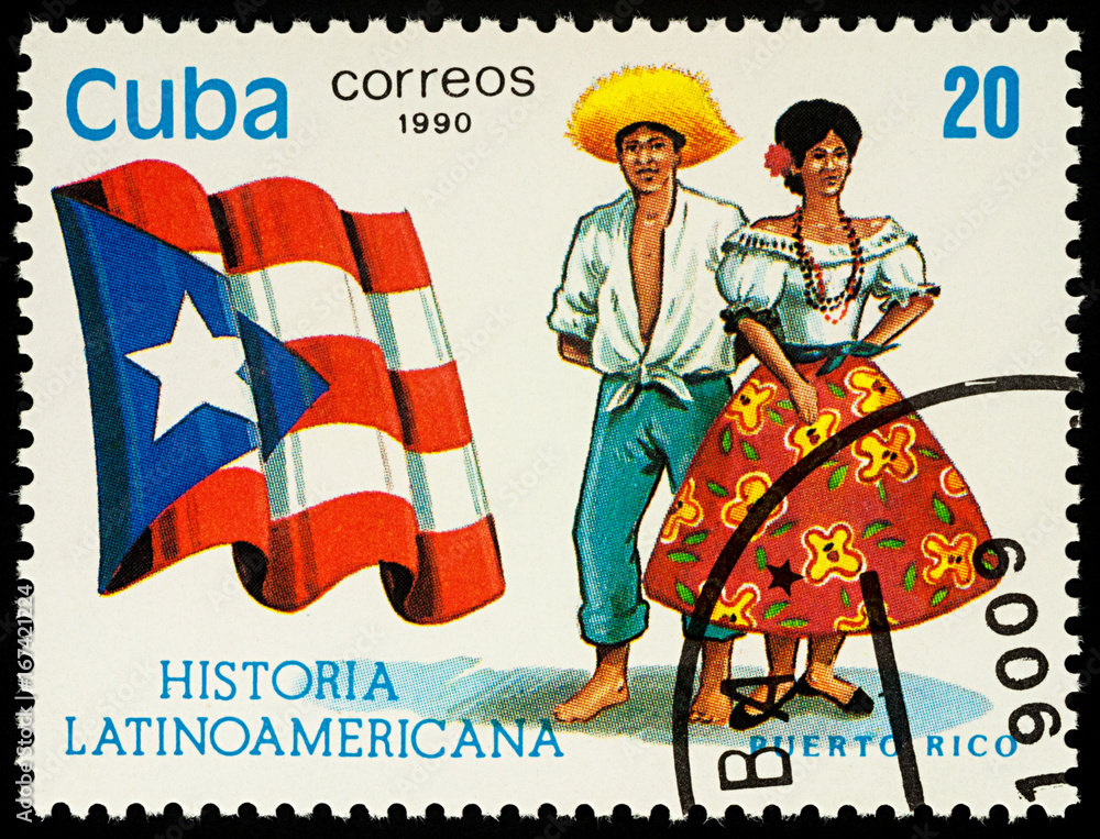 Stockfoto Man and woman in traditional costumes of Puerto Rico | Adobe ...