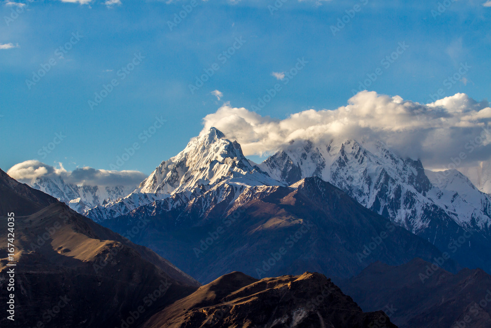 The breathtaking morning view of the Hopar Valley from the hill of ...