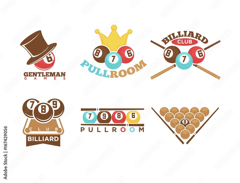 Pool or billiards vector icons set Stock Vector | Adobe Stock