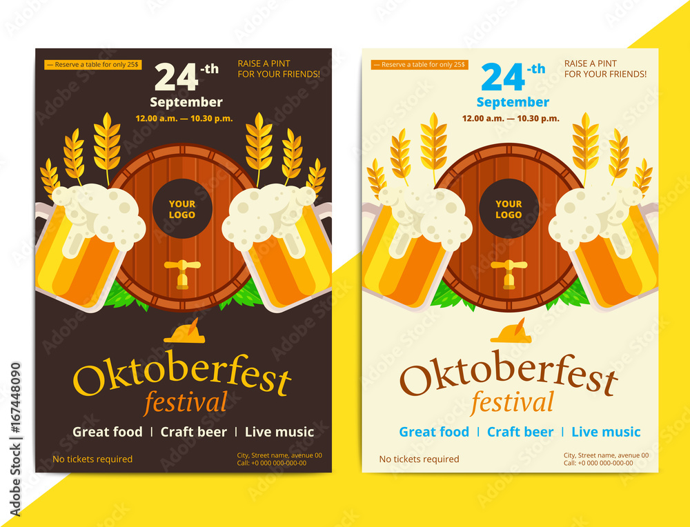 Oktoberfest vector poster background design. Octoberfest holiday banner ...