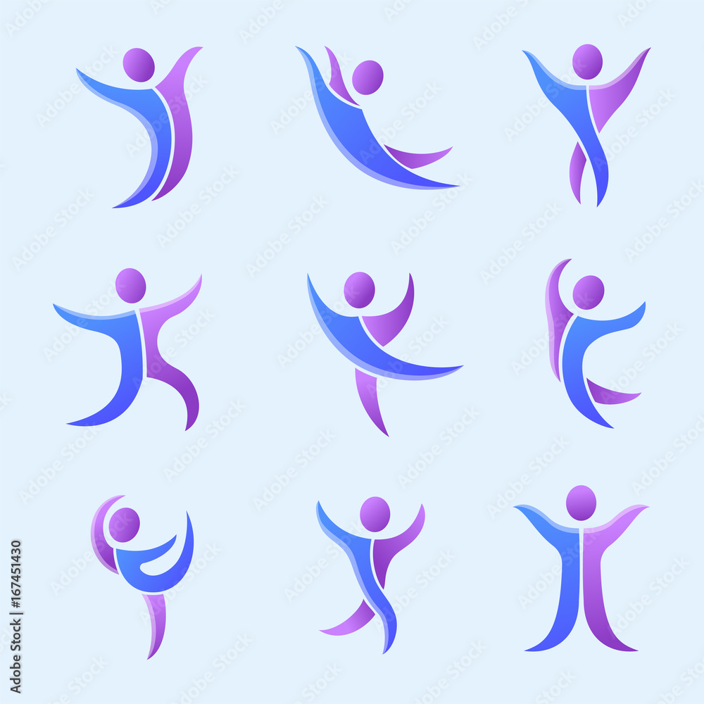 Silhouette abstract people performance character logo human figure pose ...