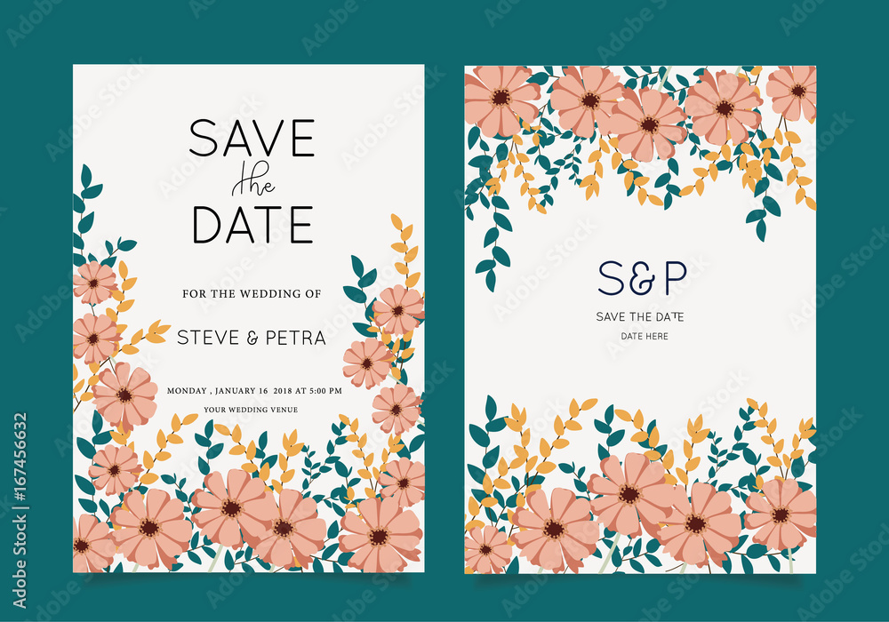 wedding invitation card template with text Stock Vector | Adobe Stock