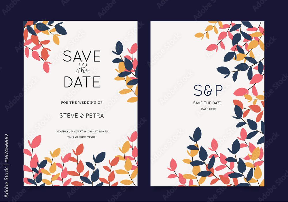 wedding invitation card template with text Stock Vector | Adobe Stock
