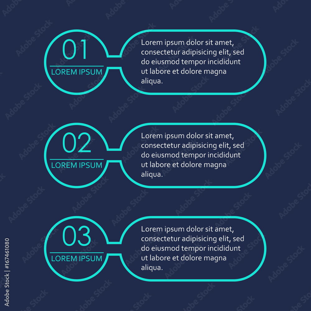 Infographics outline template with 3 steps, options or levels. Chart ...