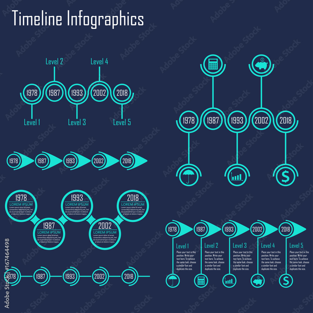 Poster Timeline infographics and Step by step infographics set – Wall ...