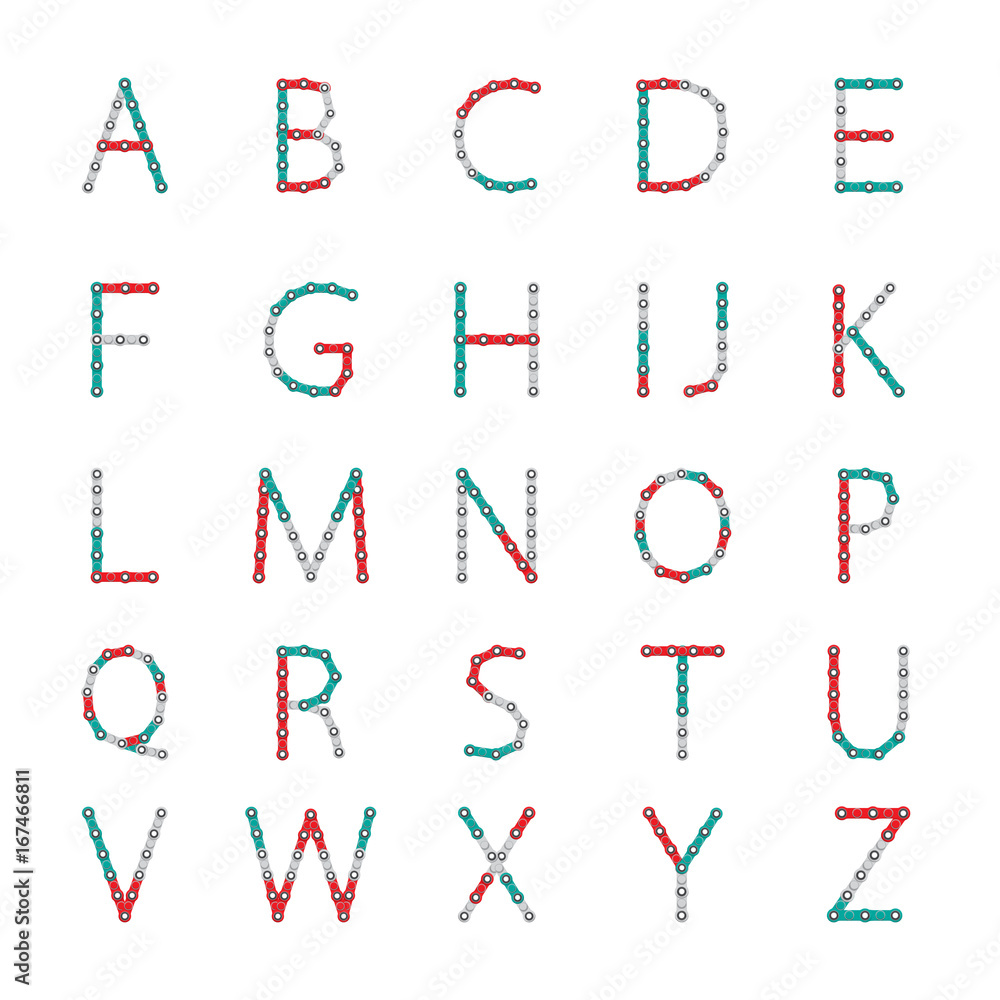 Alphabet from the New popular anti-stress toy Spinner. All letters from ...