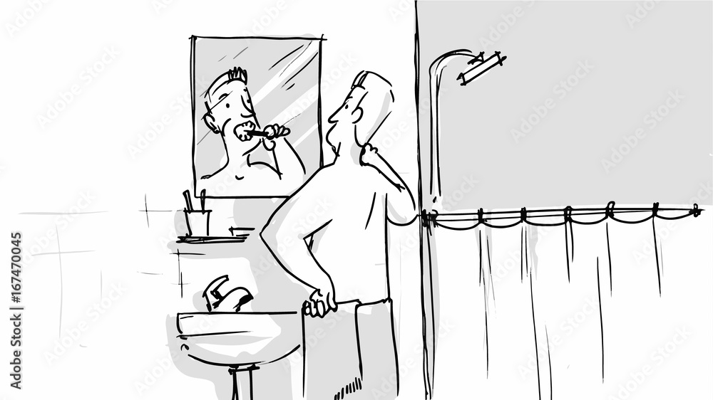 Man Brushing Teeth Clipart