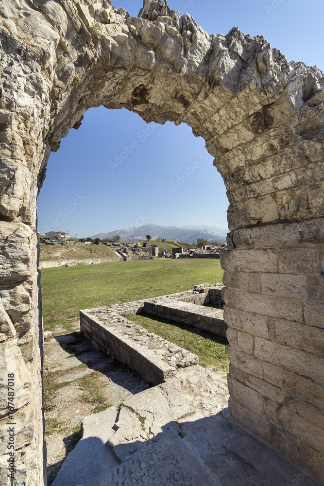 Remains of a Roman amphitheatre in ancient roman town Salona (Solin ...