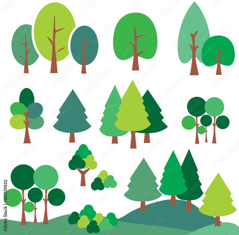 Vector graphic set with Tree. Clip Art Stock Vector | Adobe Stock