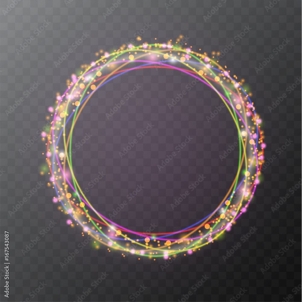 Circle transparent shiny light effect. Rotational glow line.Glowing ...
