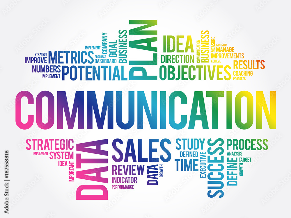Communication word cloud collage, business concept background Stock ...