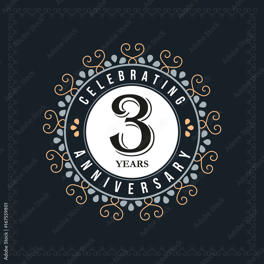 3 years anniversary design template. Vector and illustration ...