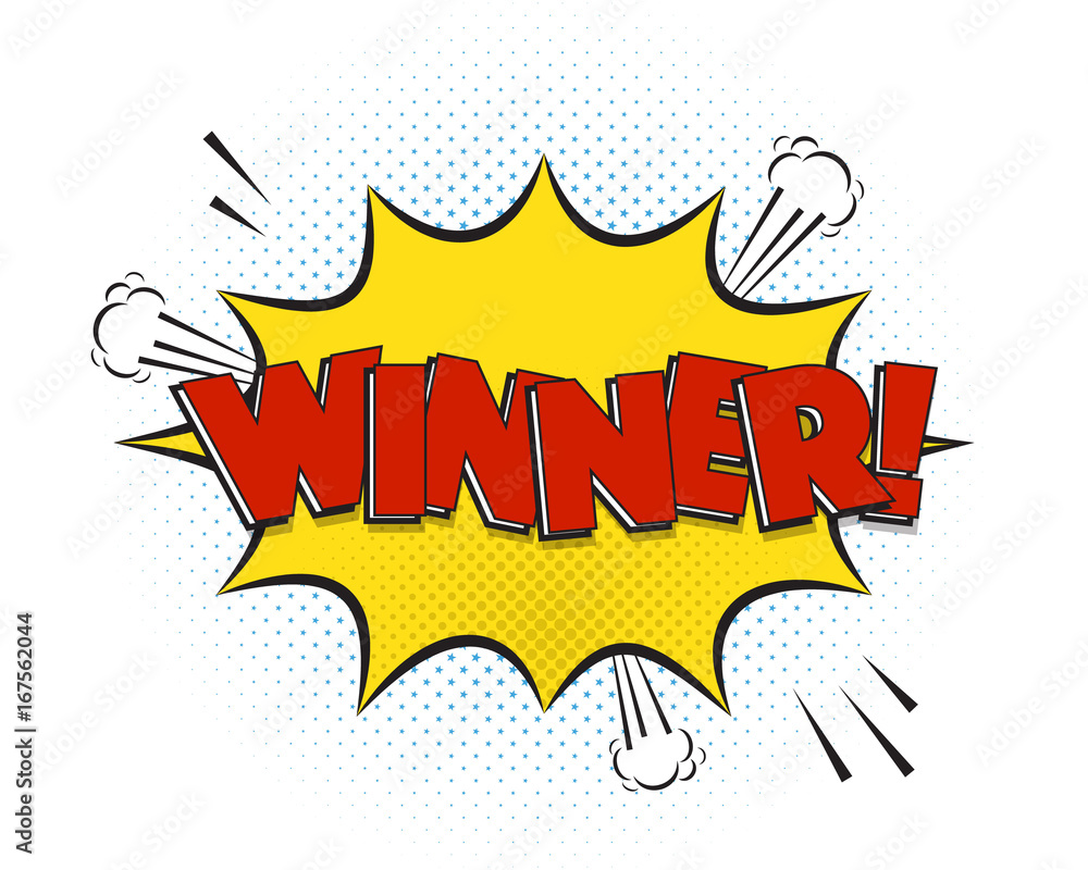 Winner comic pop art isolated on white background, vector illustration ...