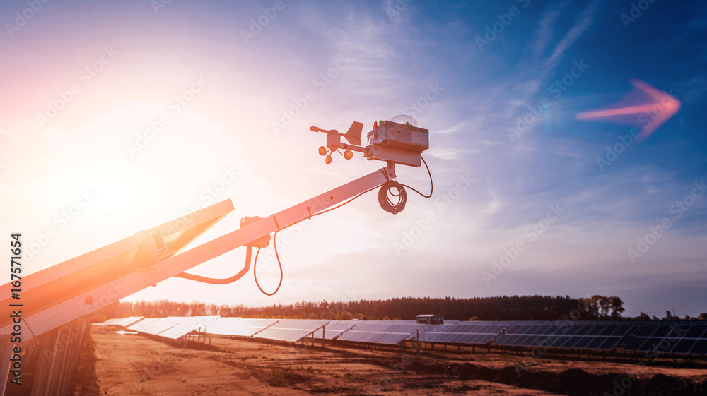 Back view of solar panel. Turning gear for tracking the sun and correct ...