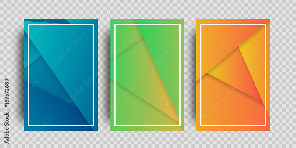 Vector set of realistic brochures with paper layers style for ...