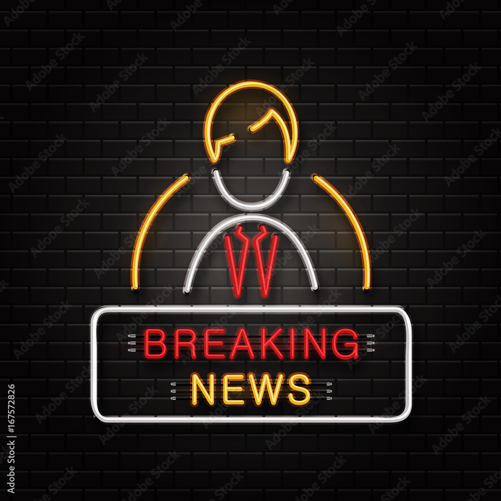 Vector isolated neon sign of anchorman for decoration on the wall ...