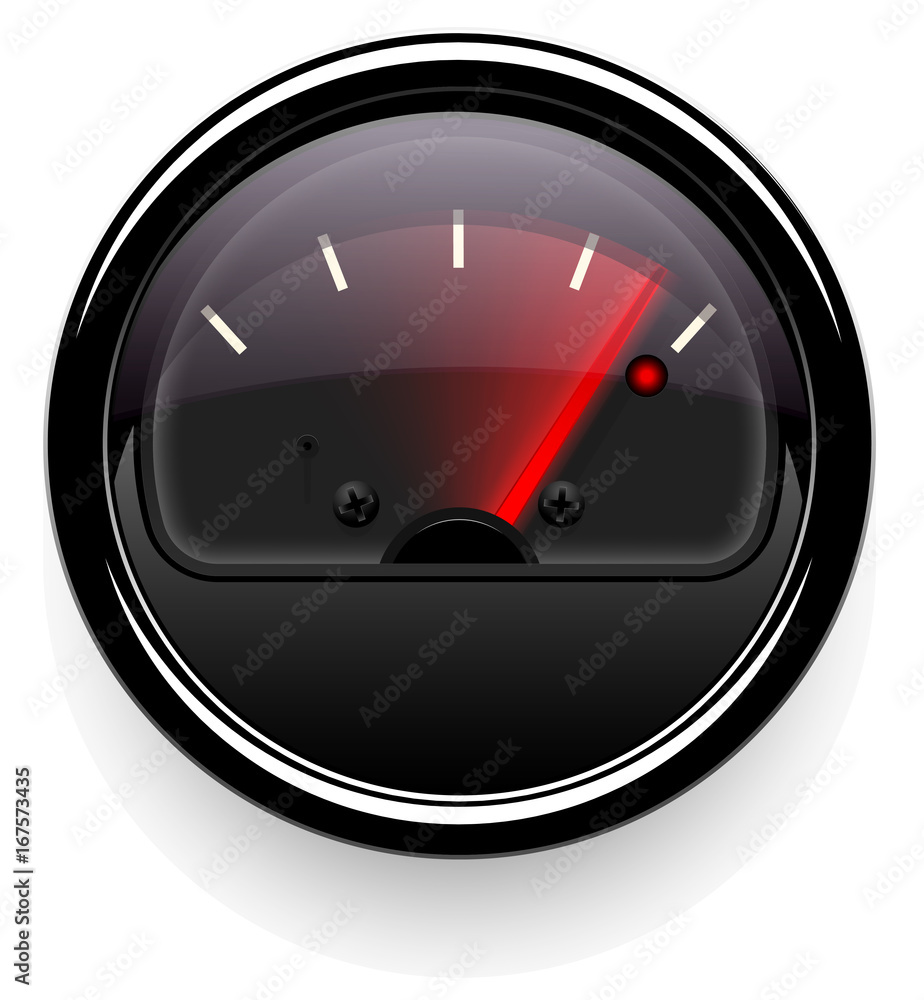 Analog indicator with an arrow. The device is a level or pressure ...