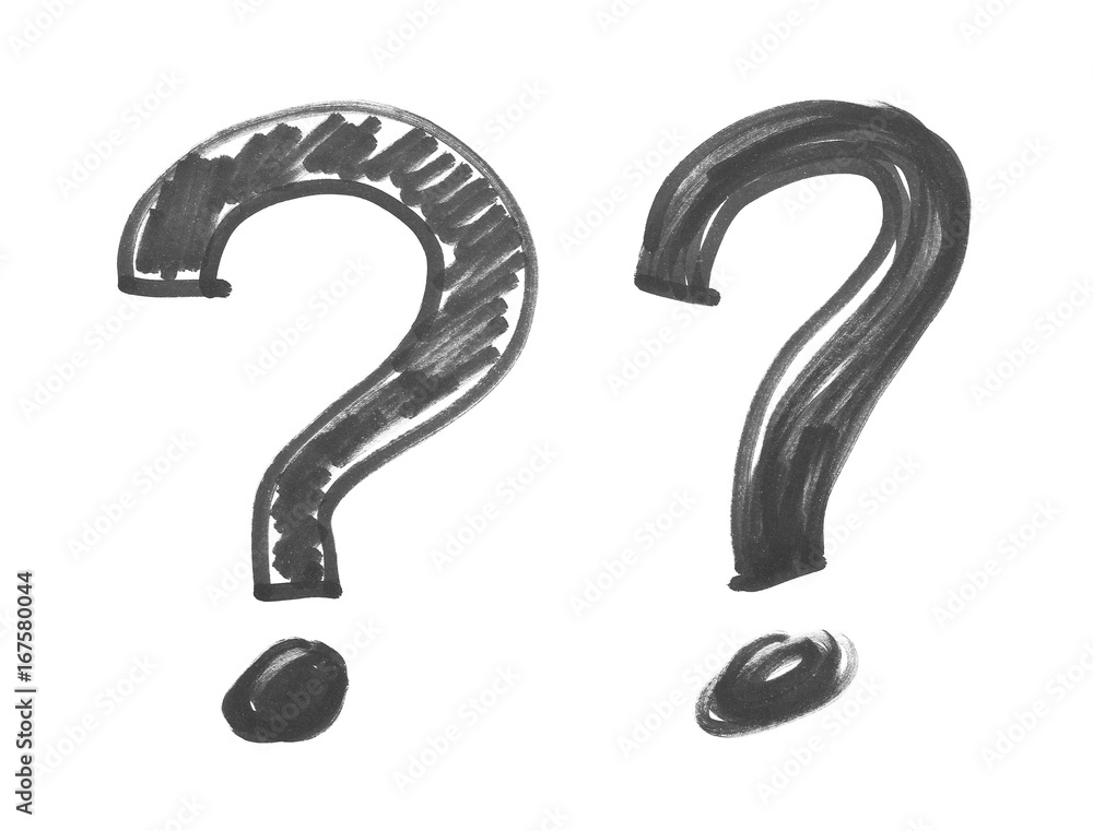 Black marker question mark drawing isolated on white background Stock ...