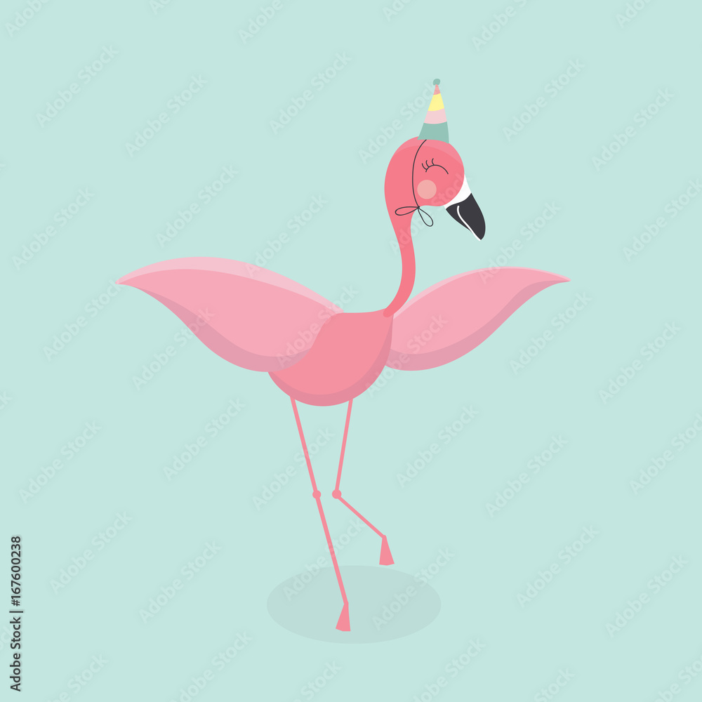 Cute cartoon flamingo. Stock Vector | Adobe Stock