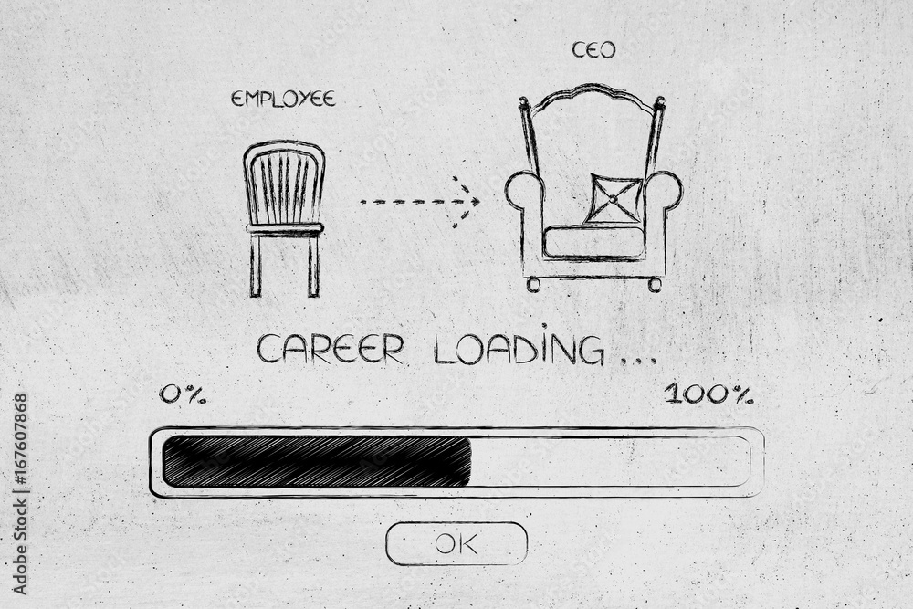 from employee chair to Ceo throne with progress bar loading Stock ...