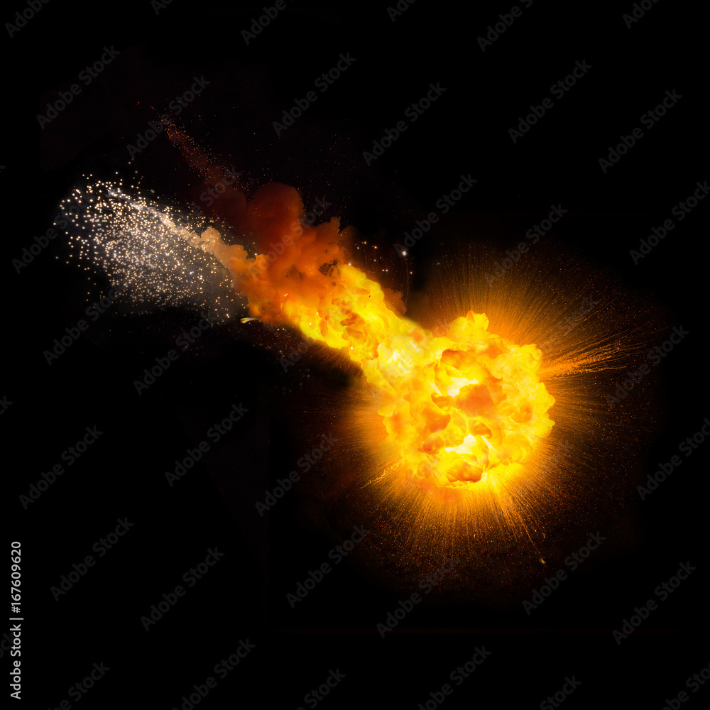 Realistic fireball over a black background Stock Illustration | Adobe Stock