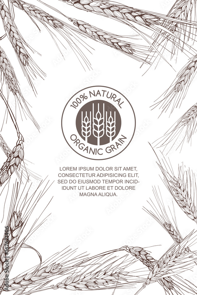 Vector background for label, package. Monochrome sketch illustration of ...